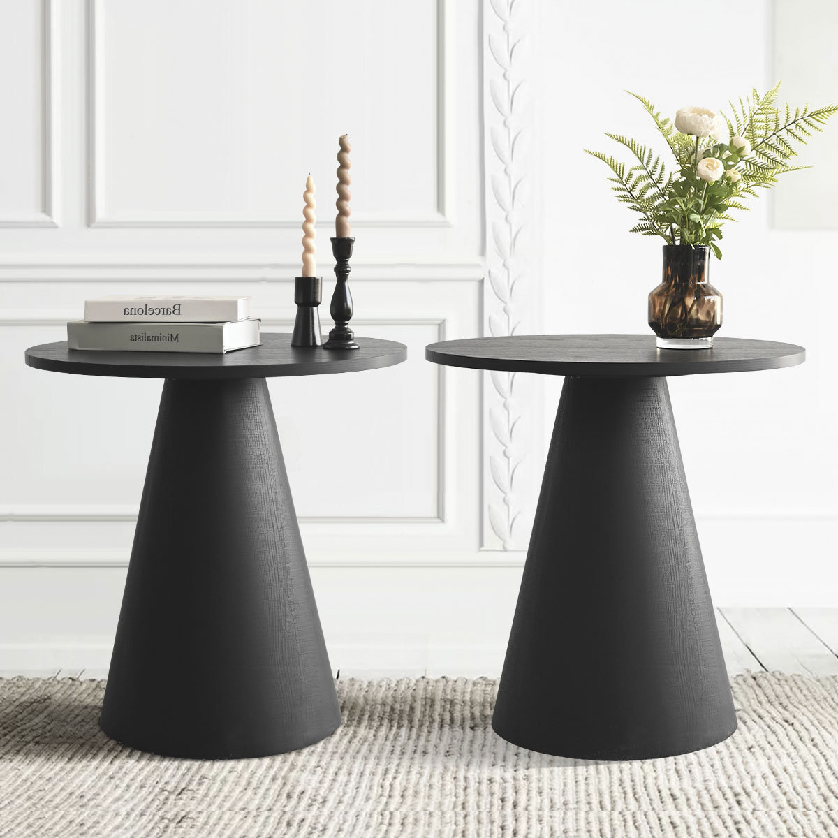 Wade Logan® Carnisha Pedestal Round Black End Table Sets & Reviews ...